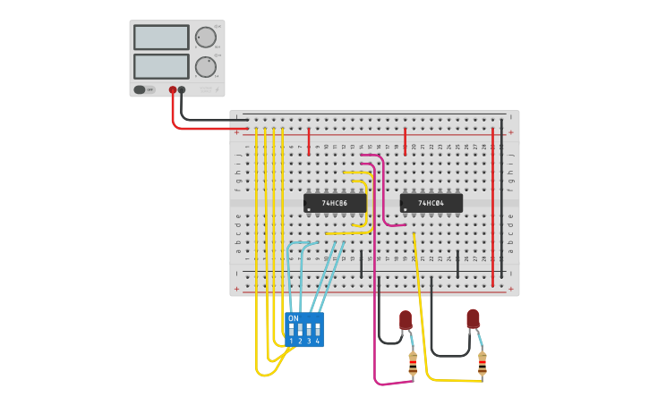 Circuit design EVEN ODD CHECKER - Tinkercad