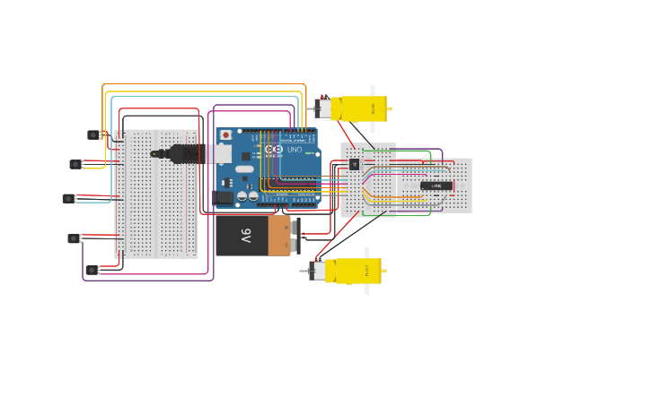 Circuit design Line Follower Robot - Tinkercad