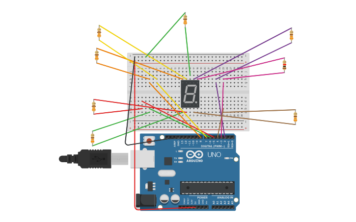 Circuit design HEXADECIMAL - DECIMAL - Tinkercad