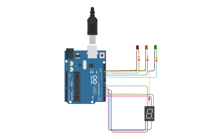 Circuit Design Traffic Light System Tinkercad