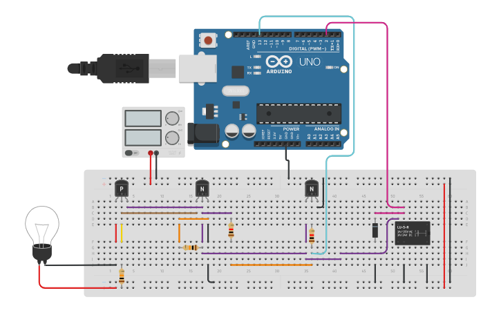 Circuit design Push button latch | Tinkercad