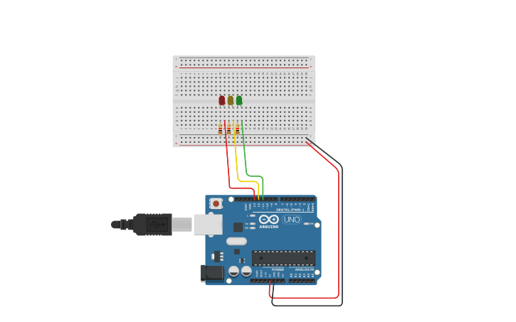 Circuit design Blinking Multiple LEDs - Tinkercad