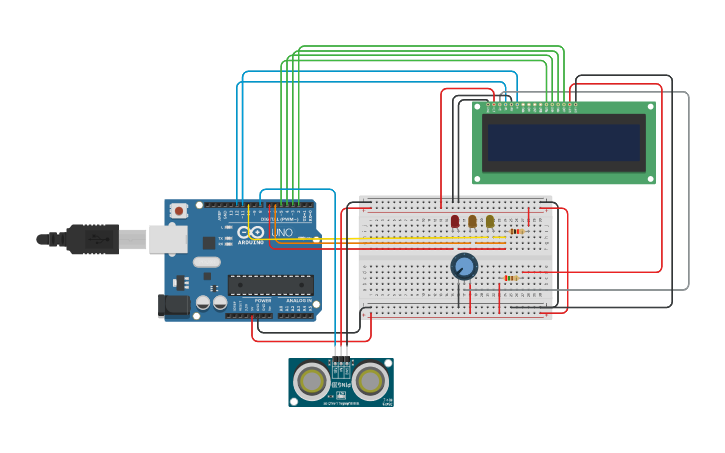 Circuit design Waste Level detection - Tinkercad