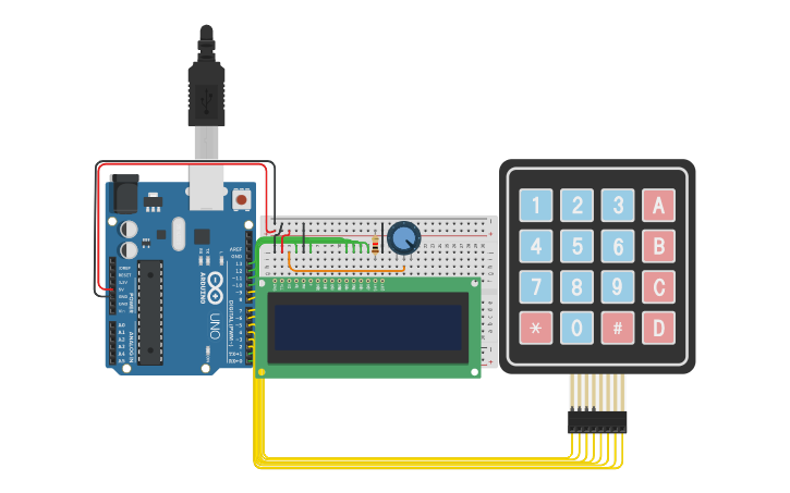 Circuit design Proyecto Parte LCD+Keypad | Tinkercad