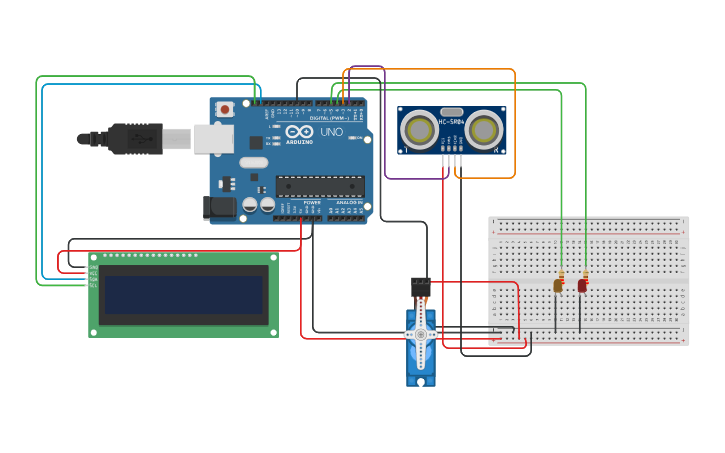 Circuit design Palang Parkir Otomatis - Tinkercad