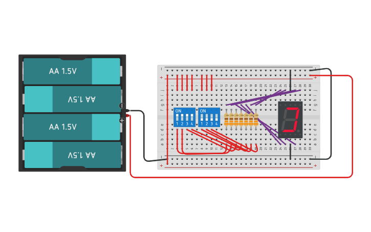 Circuit design 7 segmentos - Tinkercad