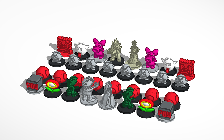 3D design Mario VS Bowser Chess Set - Tinkercad
