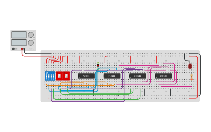 Circuit design mux 4 ingressi | Tinkercad