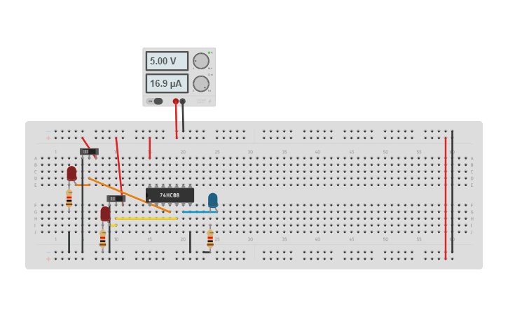 Circuit design simulador de porta END - Tinkercad