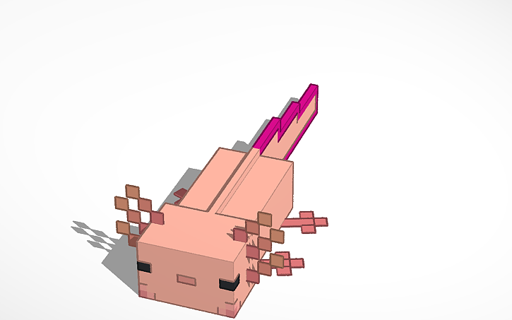 3D design Minecraft axolotl pink - Tinkercad