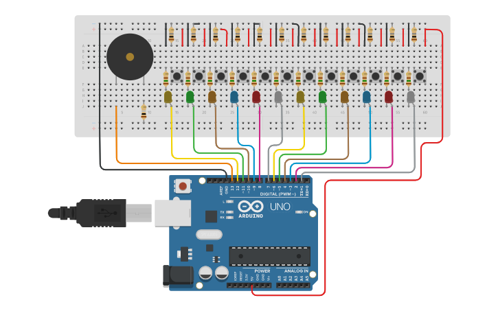 Circuit design Project "Piano" - Tinkercad