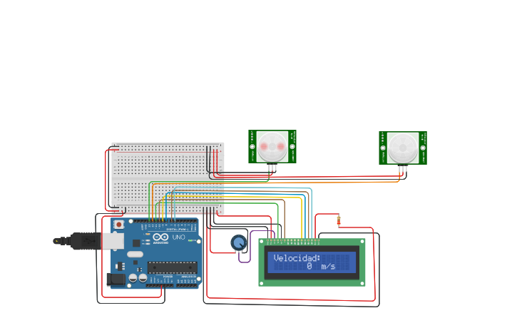 Circuit design Copy of MEDIDOR DE VELOCIDAD - Tinkercad