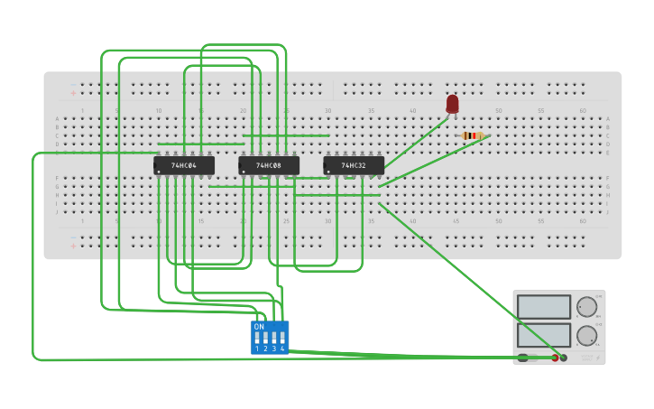 Circuit design K-Map 1 Basic Gates - Tinkercad