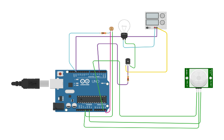 Circuit design 19BEC1372-Smart street light - Tinkercad
