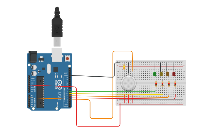 Circuit Design Gas Sensor Tinkercad 