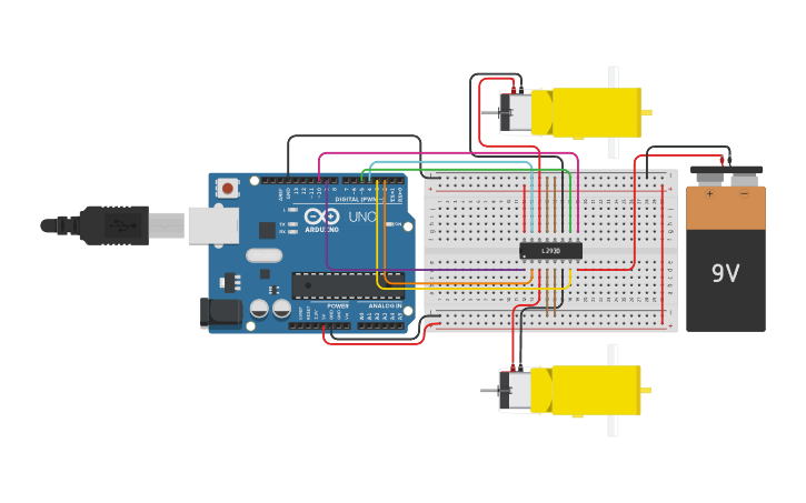 Circuit design driver l293 - Tinkercad