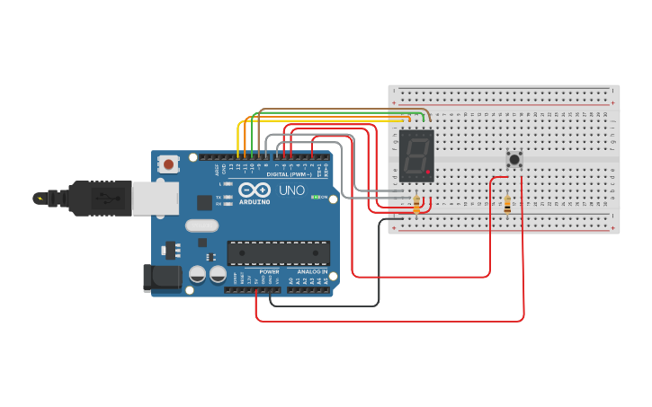 Circuit design Display de sete segmentos - Tinkercad Circuit design Display de sete segmentos - Tinkercad