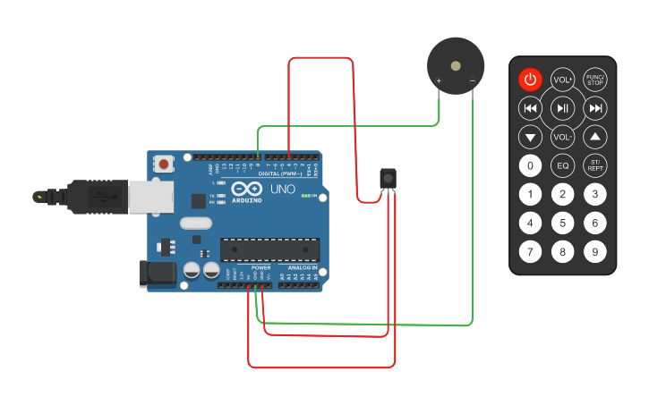 Circuit design Fire alarm - Tinkercad