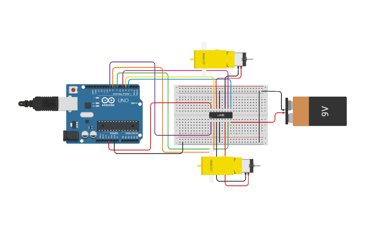 Circuit design L293D | Tinkercad