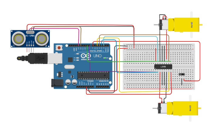 Circuit design Obstacle Avoidance Robot | Tinkercad