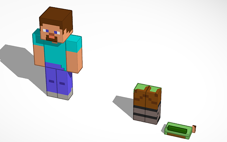 3D design minecraft steve and (part of)alex - Tinkercad