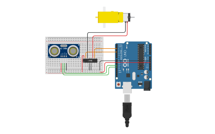 Circuit design Copy of Sonic Motion Control System - Tinkercad