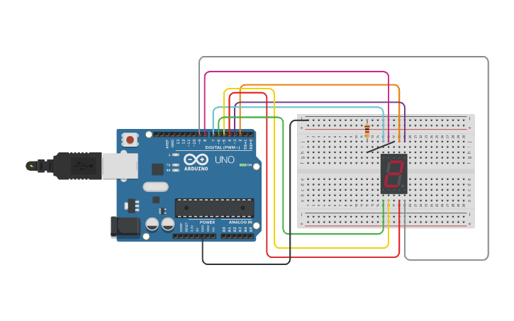 Circuit design 7 display - Tinkercad