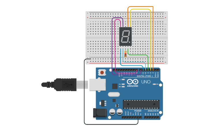 Circuit design 7 segment - Tinkercad