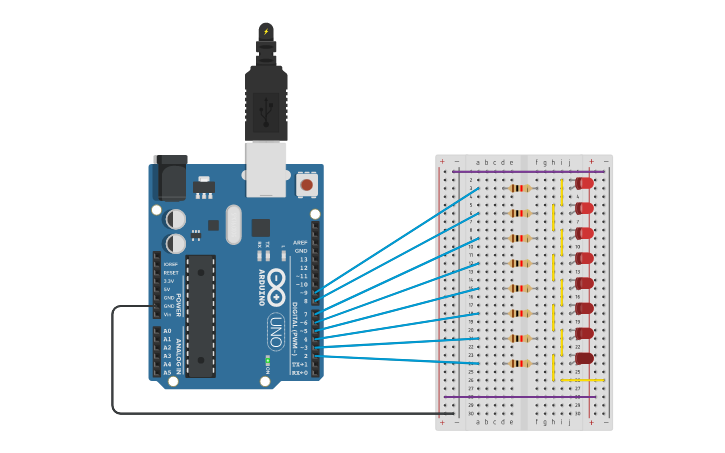 Circuit design Chenillard #1 | Tinkercad