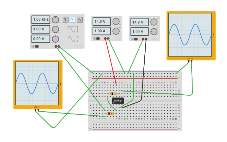 Circuit Design Inverting Amplifier Tinkercad