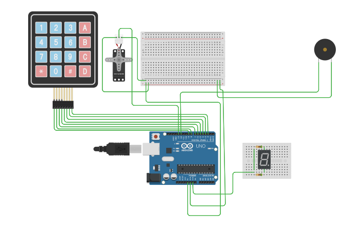 Circuit design Door lock with password - Tinkercad