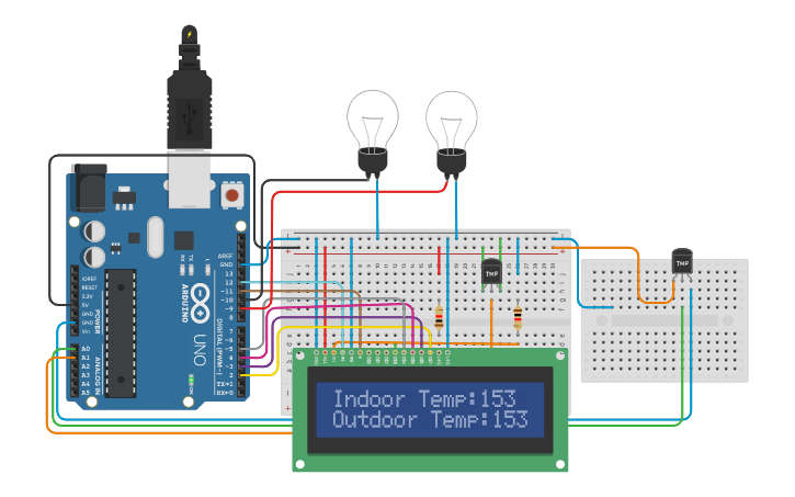 Circuit Design Temperature Sensor Tinkercad
