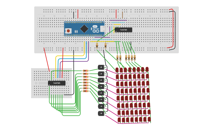 Circuit design LED matrix - Tinkercad