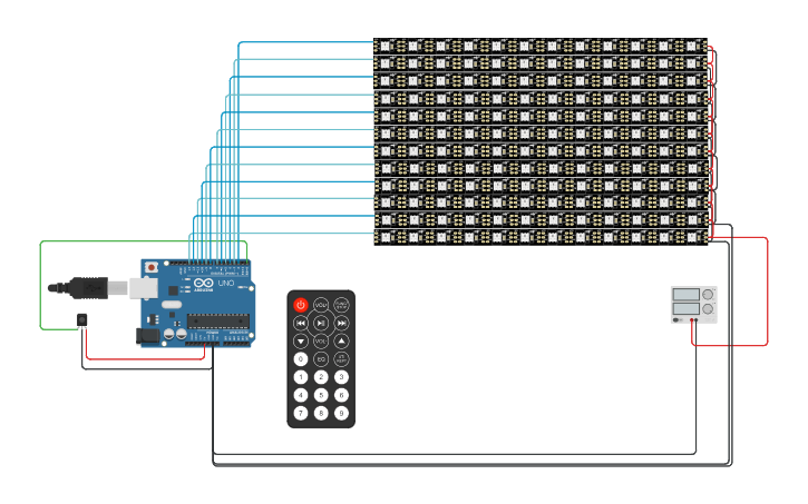 Circuit design Button Display using LED Strips - Tinkercad