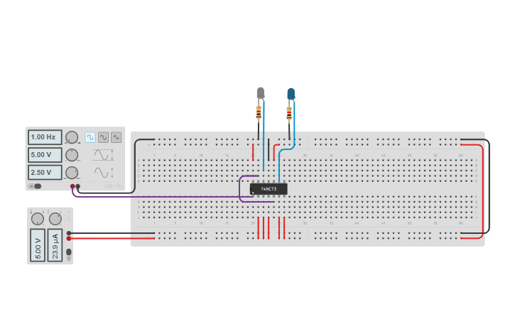 Circuit design 2-BIT ASYNCHRONOUS DOWN COUNTER - Tinkercad