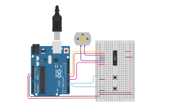 Circuit design Edge trigger Simultanous and direction controle (fan) - Fall2022 | Tinkercad