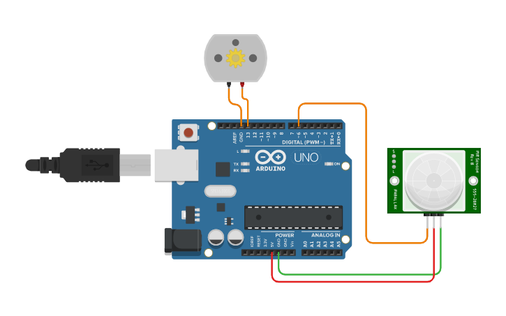 Circuit Design Automatic Door Using Pir Sensor Tinkercad