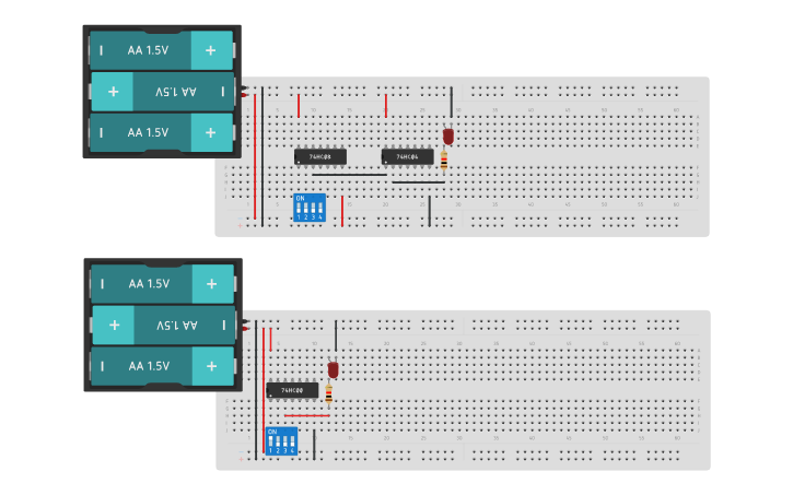 Circuit design a x b invertido ou NAND | Tinkercad