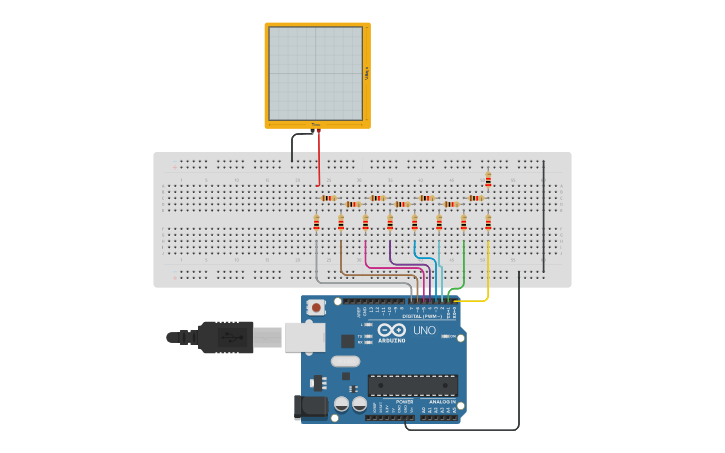 Circuit design DA R2R - Tinkercad