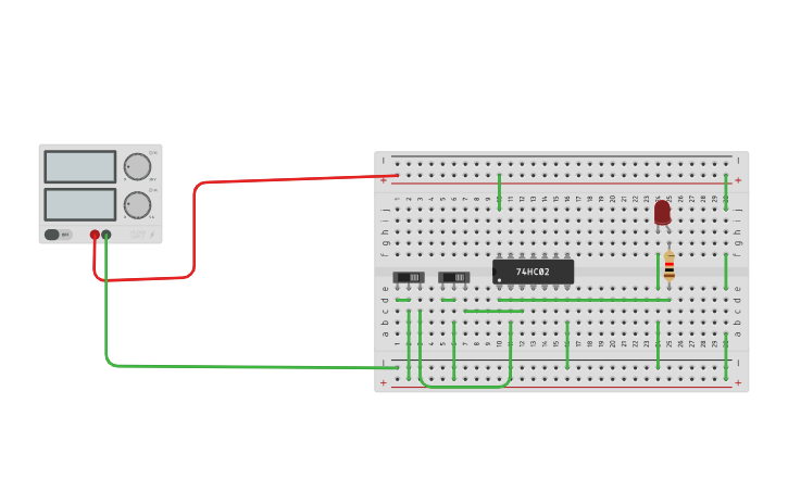 Circuit design NOR - Tinkercad