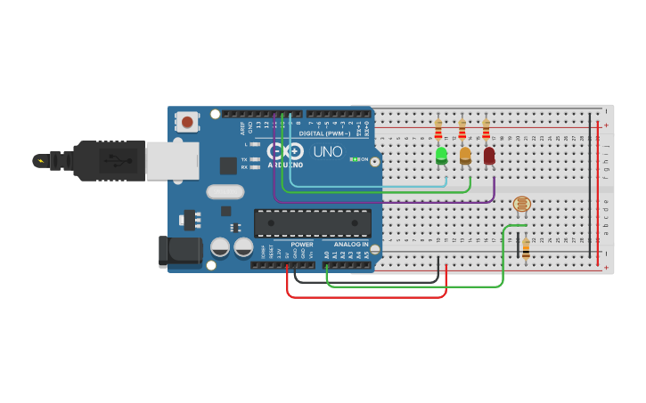 Circuit design S2: Sensor LDR | Tinkercad