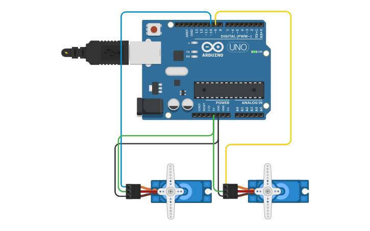 Circuit design Servos - Tinkercad