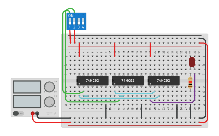 Circuit design AND Gate using NOR Gate - Tinkercad