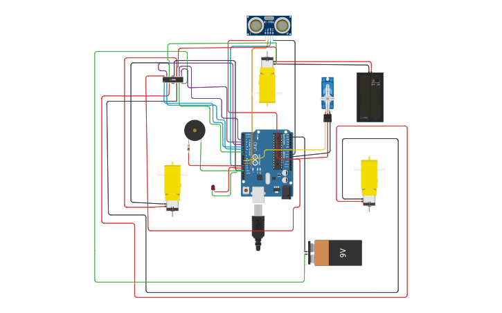 Circuit design Arduino fire fighter robot - Tinkercad