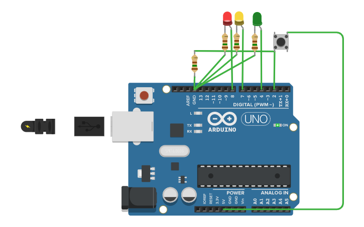 Circuit design Arduino - Semaforo/Intermitente - Trabajo 3 | Tinkercad