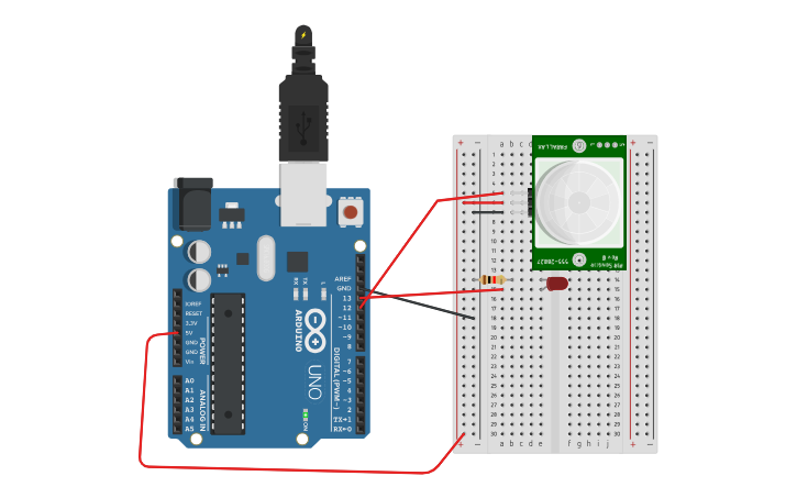Circuit Design Motion Sensor Tinkercad