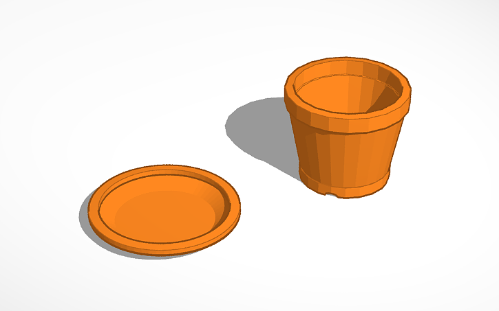 3D design Simple Flower Pot w/ Dish - Tinkercad