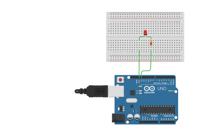 Circuit design Blinking of LED - Tinkercad