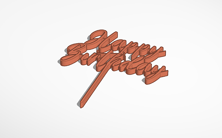 3D design Birthday Cake Topper - Tinkercad