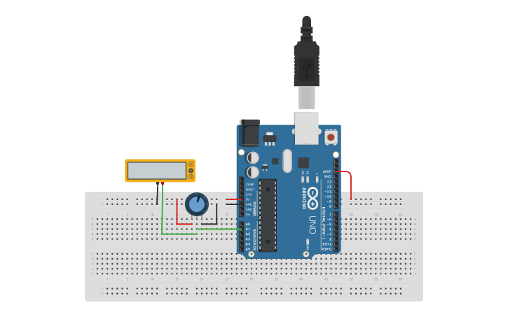 Circuit design Potentiometer mit ADC | Tinkercad